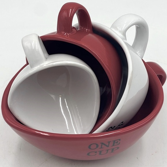 Unbranded | Kitchen | 4pc Nesting Set Of Red White Ceramic Measuring ...